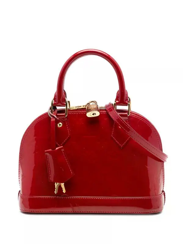 LOUIS VUITTON Monogram Vernis Alma Bb Satchel - Red