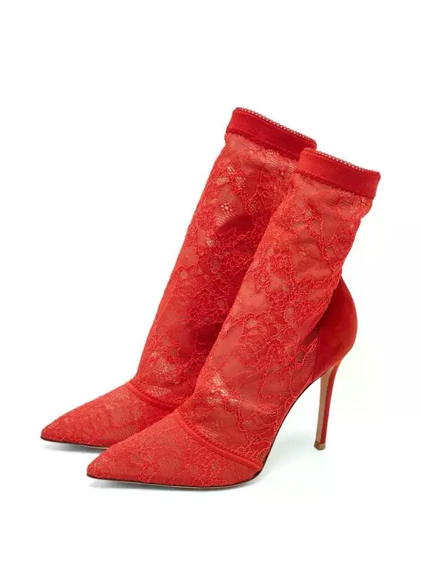 GIANVITO ROSSI Lace Pointed-toe Ankle Boots