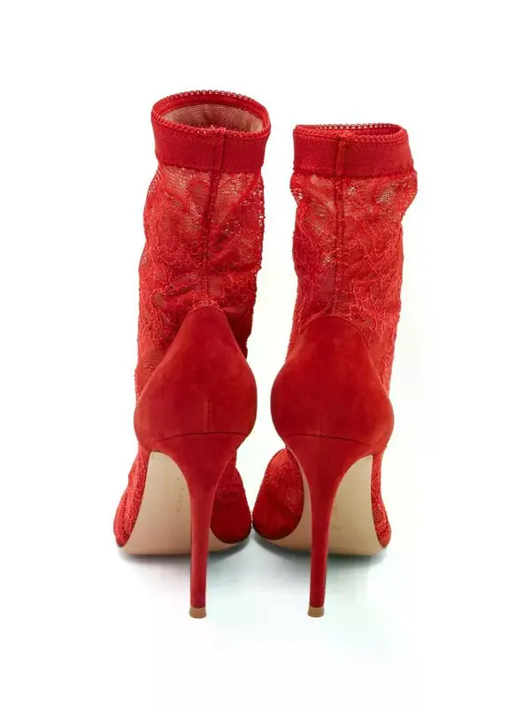 GIANVITO ROSSI Lace Pointed-toe Ankle Boots