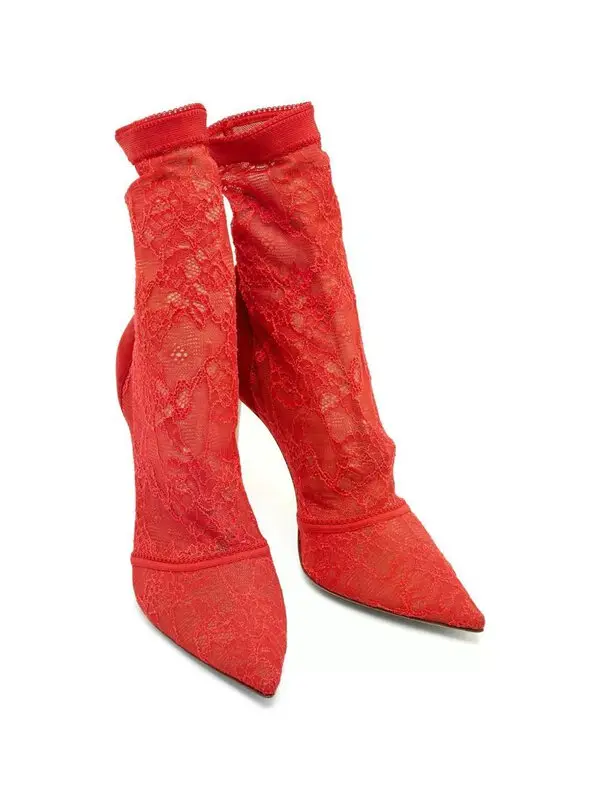 GIANVITO ROSSI Lace Pointed-toe Ankle Boots