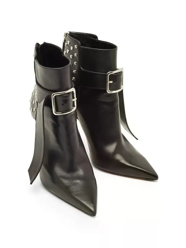 Alexander McQueen Pointed-toe Buckled Ankle Boots