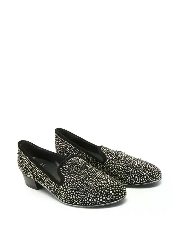 STUART WEITZMAN Embellished Suede Loafers