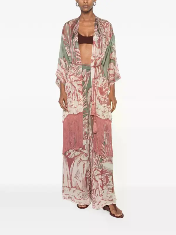 MOUTAKI Graphic Print Fringe Kimono