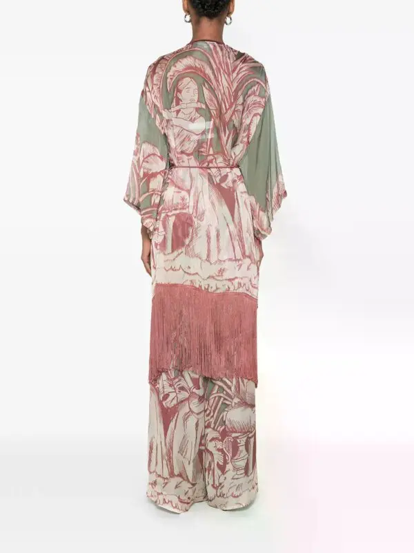 MOUTAKI Graphic Print Fringe Kimono
