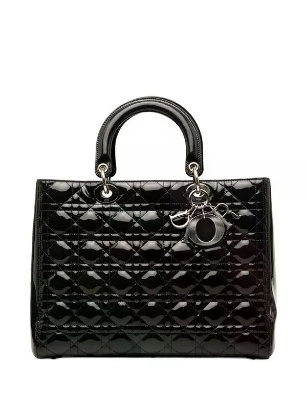 Dior Large Patent Cannage Lady Satchel - Black