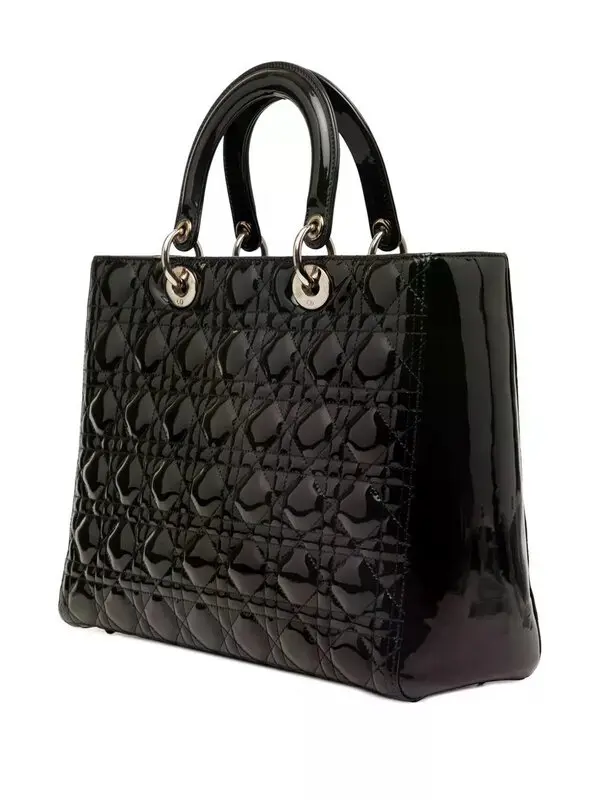 Dior Large Patent Cannage Lady Satchel - Black