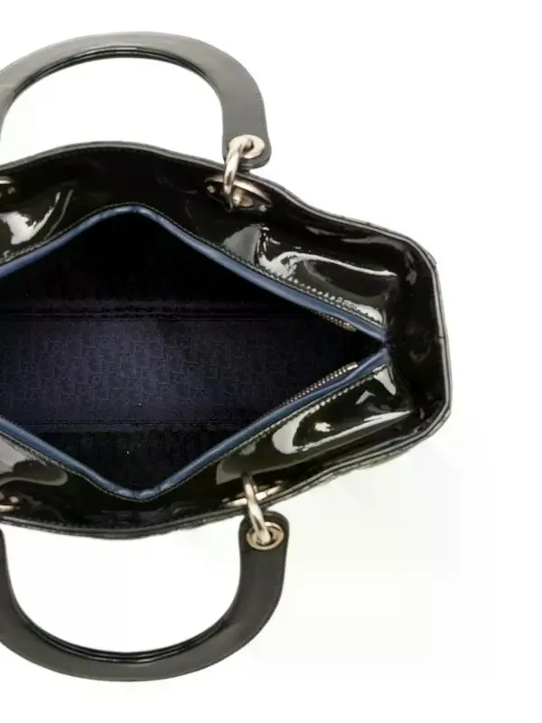 Dior Large Patent Cannage Lady Satchel - Black