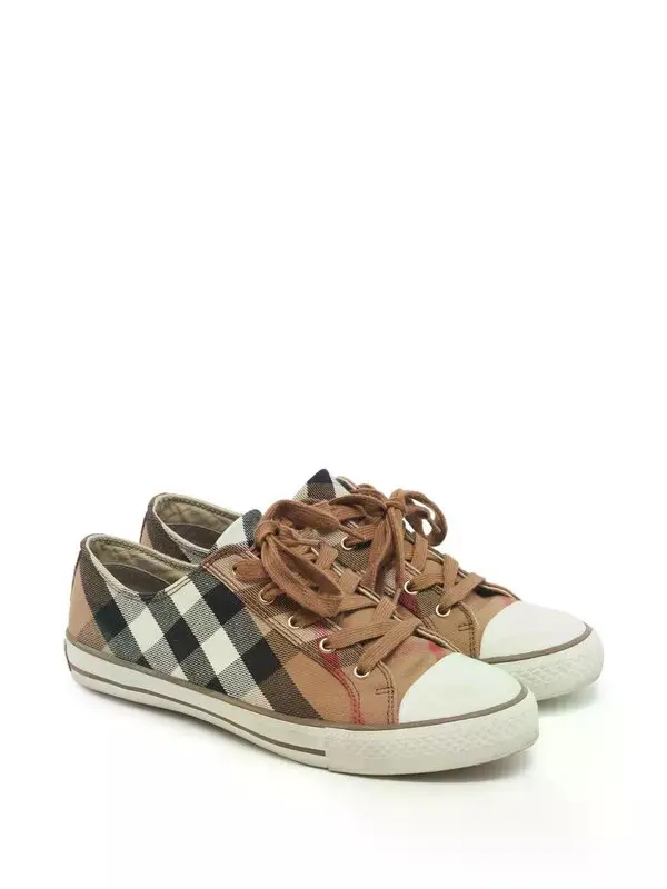 Burberry House Check Canvas And Leather Trim Sneakers