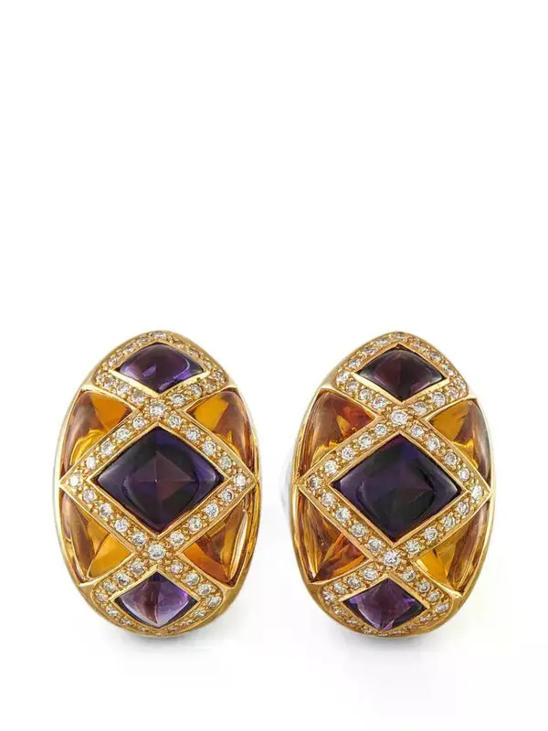 LB EXCLUSIVE Amethyst And Citrine Earrings With Diamonds - Gold