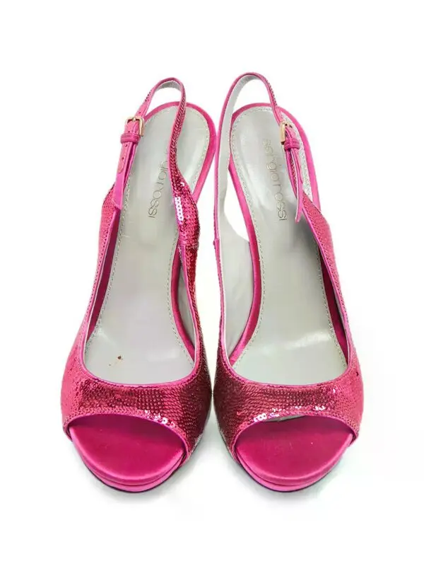 SERGIO ROSSI Sequinned Peep-toe Slingback Sandals