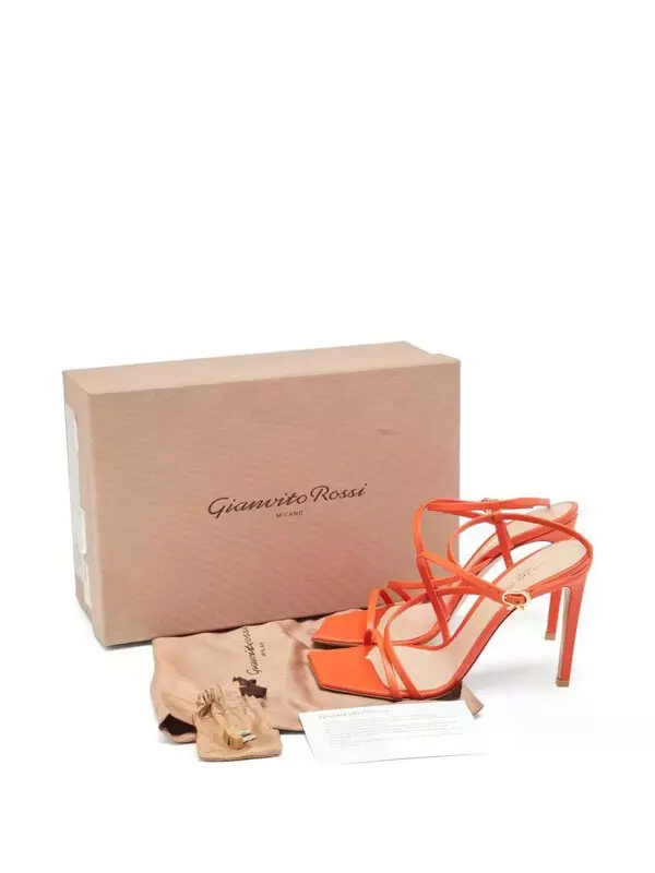 GIANVITO ROSSI Leather Square Toe Stiletto Heel Sandals