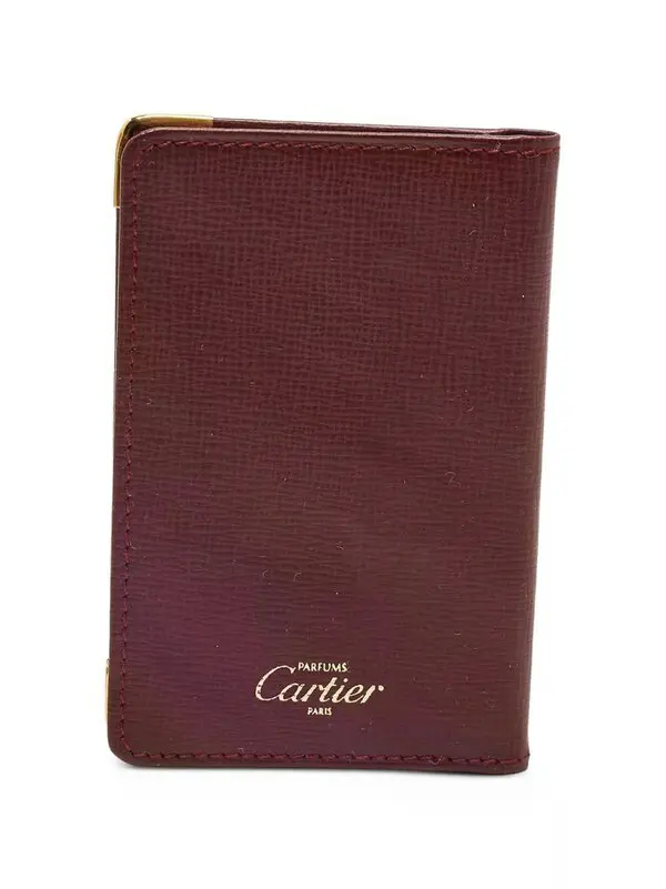 Cartier Must De Burgundy Leather Card Case With Leather Key Ring - Red