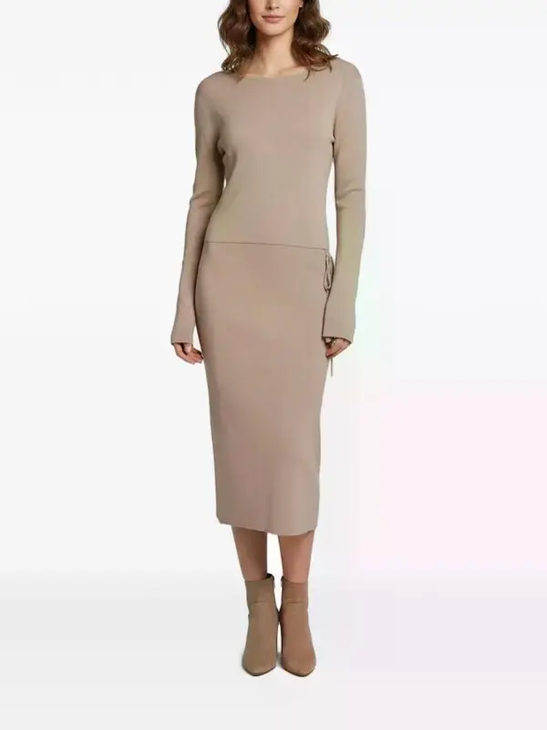 Magda Butrym Knitted Tie-up Top And Midi Skirt Set