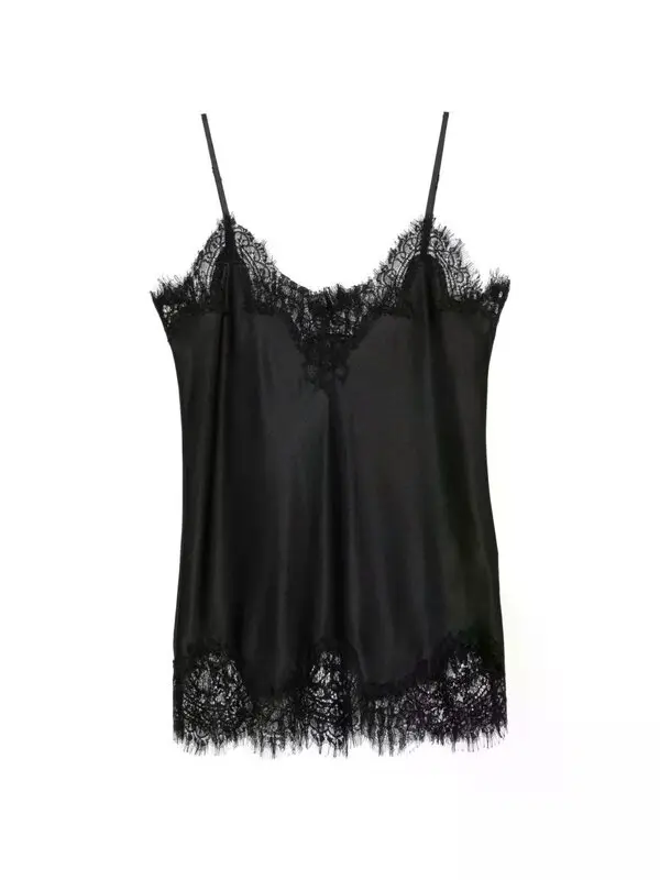 MANSPHIL V-neck Lace-trim Top - Black