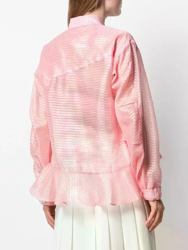 Julien David Checkered Ruffle Trim Shirt