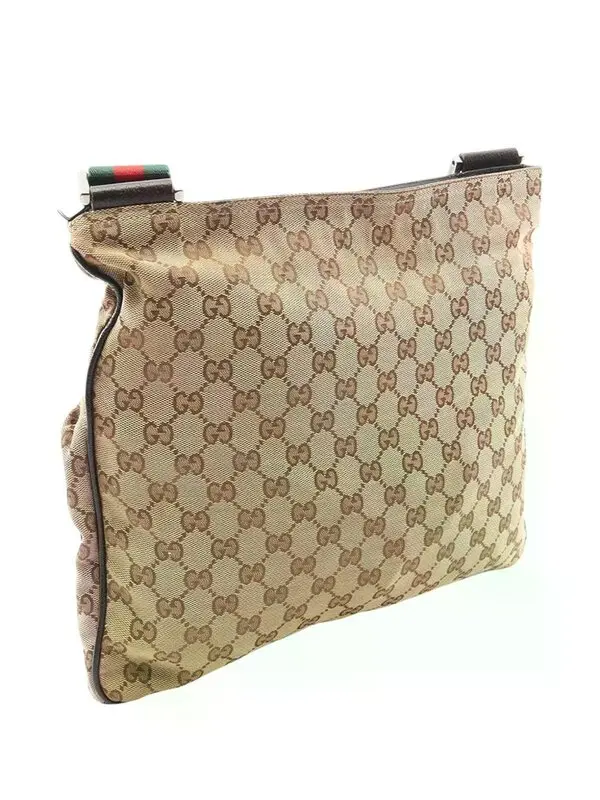 Gucci Gg Canvas Web Double Pocket Crossbody Bag