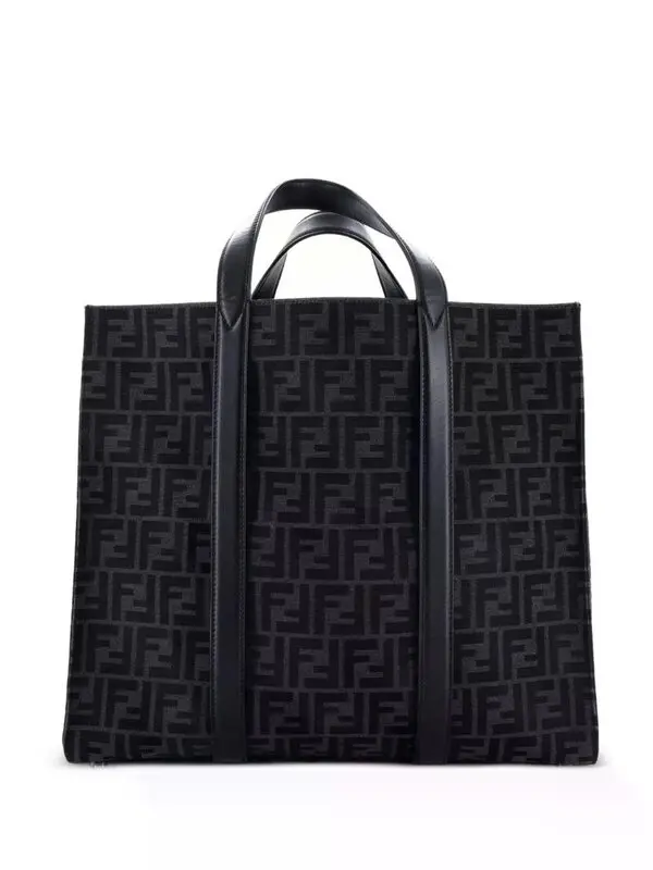 Fendi Zucca Canvas Large Shopper Tote Bag - Black