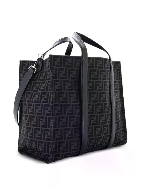 Fendi Zucca Canvas Large Shopper Tote Bag - Black