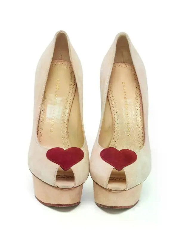 CHARLOTTE OLYMPIA Dolly Heart Detail Platform Pumps - Neutrals