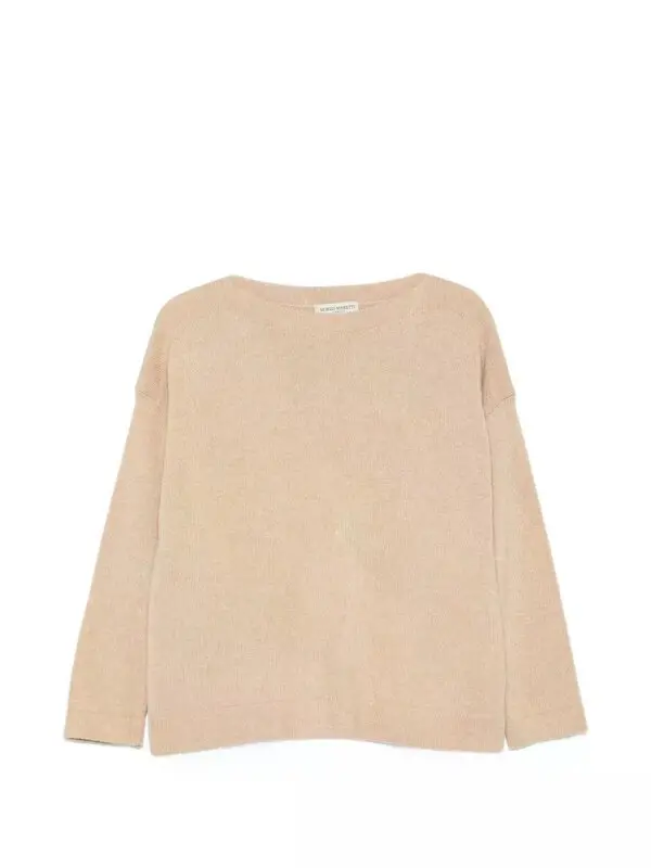 SERGIO MORETTI FIRENZE Beige Boat Neck Long Sleeve Sweater