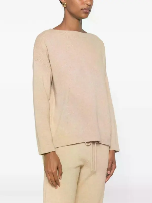 SERGIO MORETTI FIRENZE Beige Boat Neck Long Sleeve Sweater