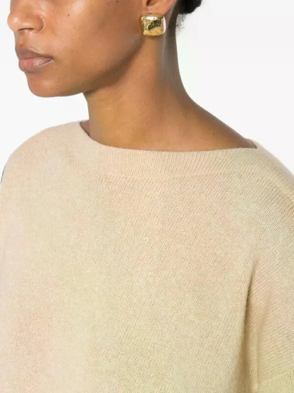 SERGIO MORETTI FIRENZE Beige Boat Neck Long Sleeve Sweater