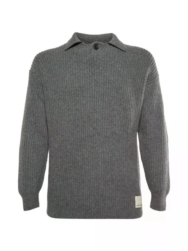 Emporio Armani Fisherman Rib Knit Polo Sweater