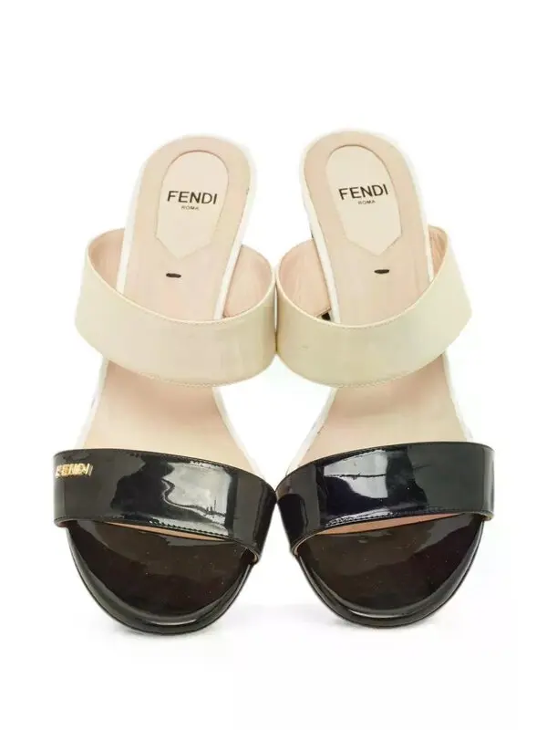 Fendi Tricolour Patent Wedge Sandals