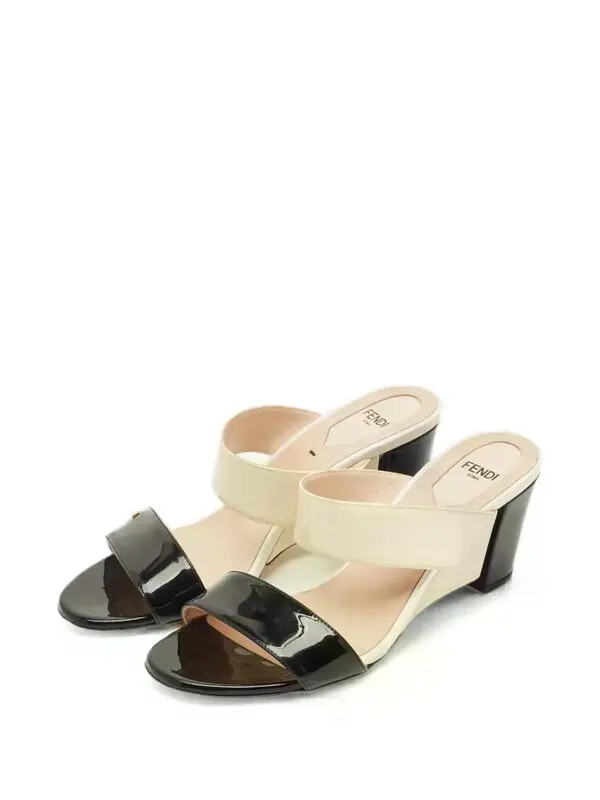 Fendi Tricolour Patent Wedge Sandals
