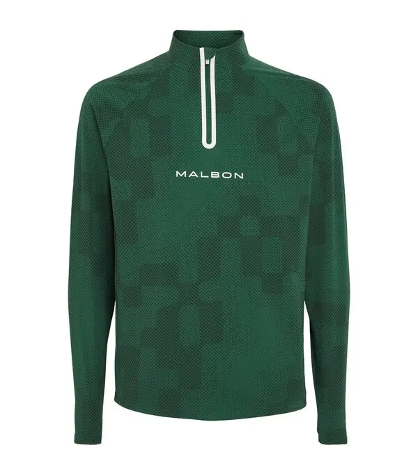 MALBON Performance Mesh Quarter-zip Mid-layer - Green