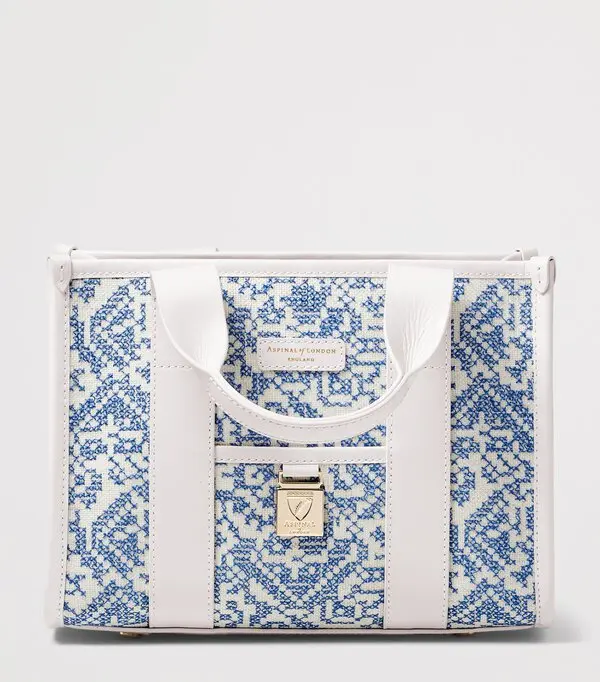 ASPINAL OF LONDON Canvas Raffia Henley Tote Bag