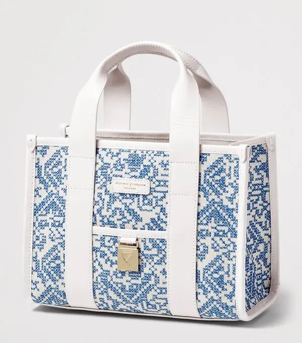 ASPINAL OF LONDON Canvas Raffia Henley Tote Bag