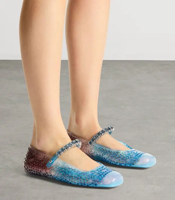 JIMMY CHOO Jelly Ballet Flats With Cut-out Detailing - Blue