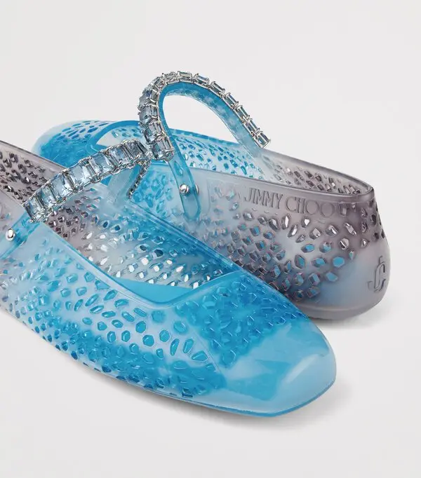 JIMMY CHOO Jelly Ballet Flats With Cut-out Detailing - Blue