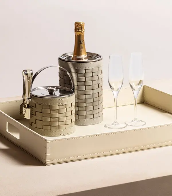 RIVIERE Woven Leather Barcelona Ice Bucket