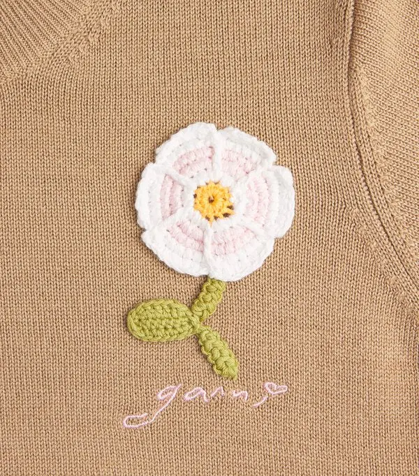 GANNI Merino Flower Appliqué Sweater