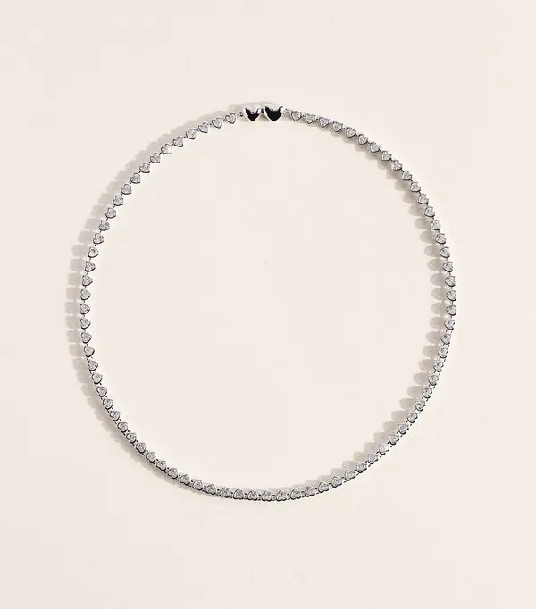 ASTRID & MIYU Sterling Heart Tennis Necklace - Silver