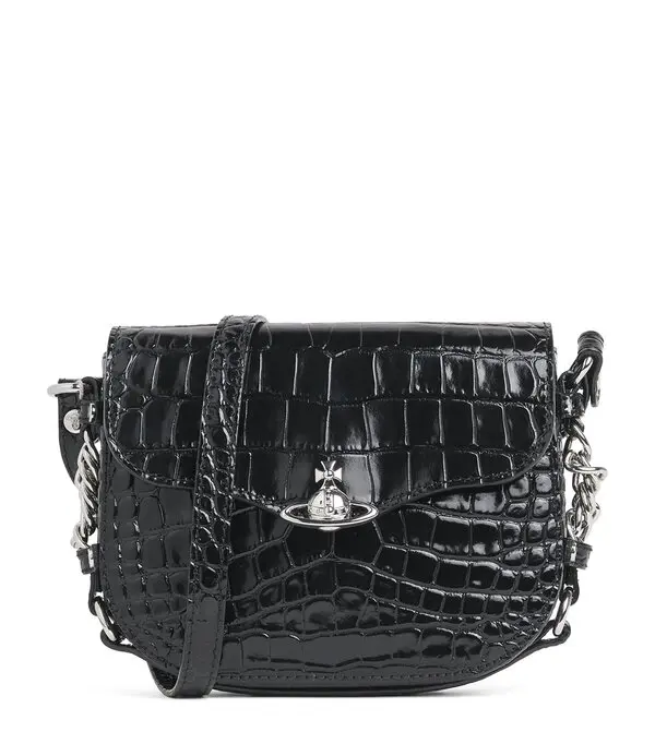 VIVIENNE WESTWOOD Hunter Croc-embossed Leather Cross-body Bag