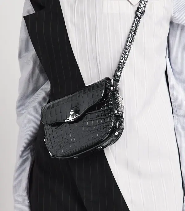 VIVIENNE WESTWOOD Hunter Croc-embossed Leather Cross-body Bag