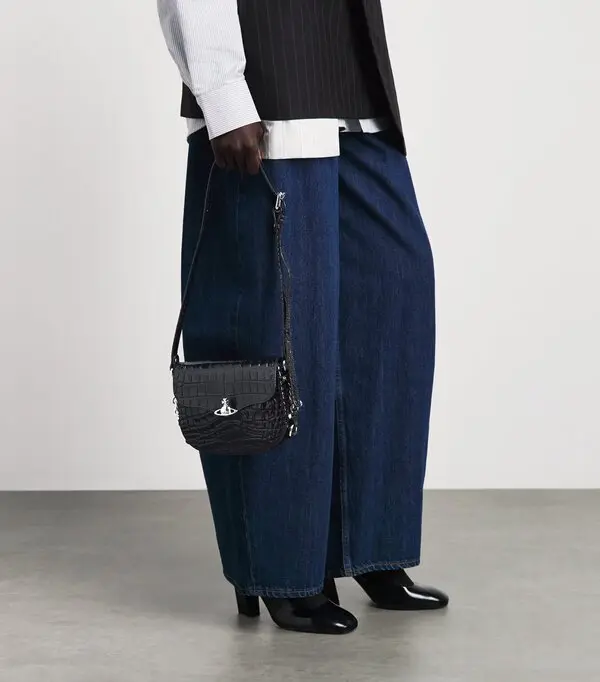 VIVIENNE WESTWOOD Hunter Croc-embossed Leather Cross-body Bag