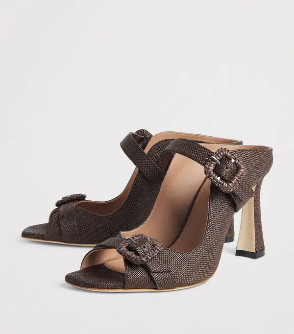MALONE SOULIERS Raffia Kimberly Heeled Mules 90