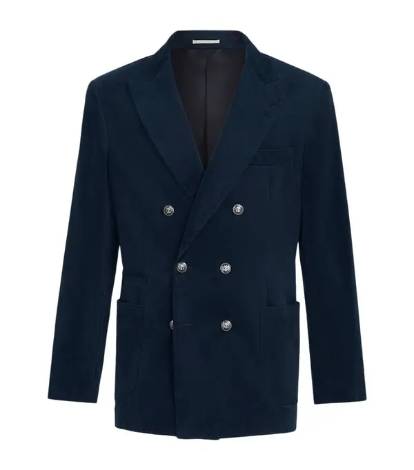 Brunello Cucinelli Sea Island Cotton One-and-a-half-breasted Blazer - Blue