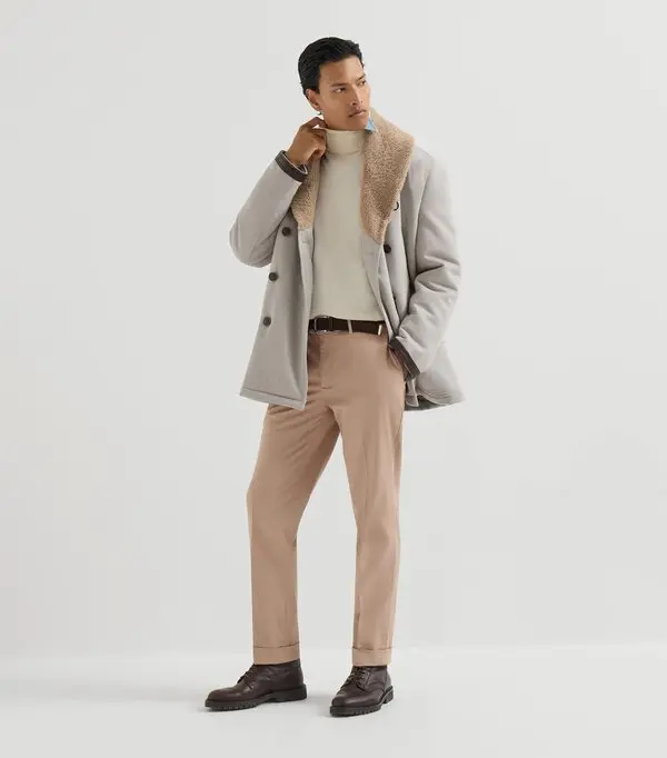 Brunello Cucinelli Pima Cotton Comfort Gabardine Trousers - Beige