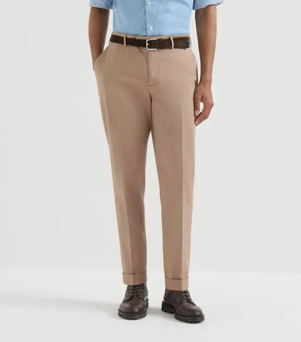 Brunello Cucinelli Pima Cotton Comfort Gabardine Trousers - Beige