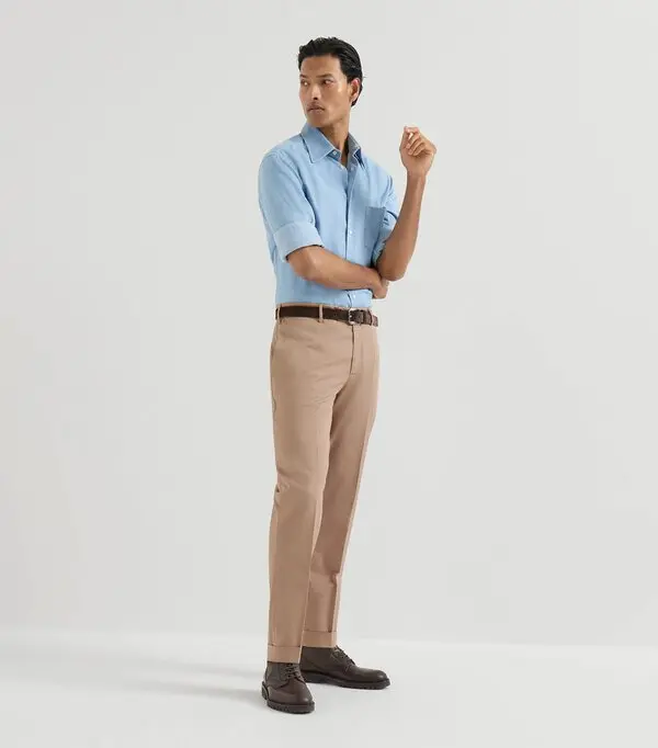 Brunello Cucinelli Pima Cotton Comfort Gabardine Trousers - Beige