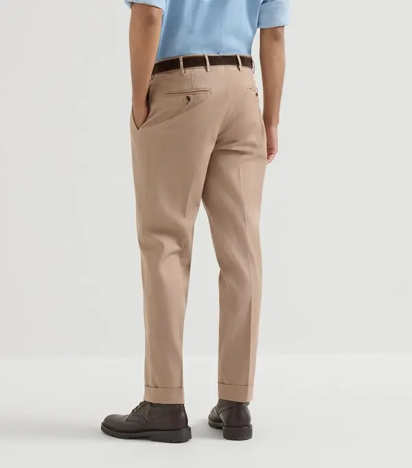 Brunello Cucinelli Pima Cotton Comfort Gabardine Trousers - Beige