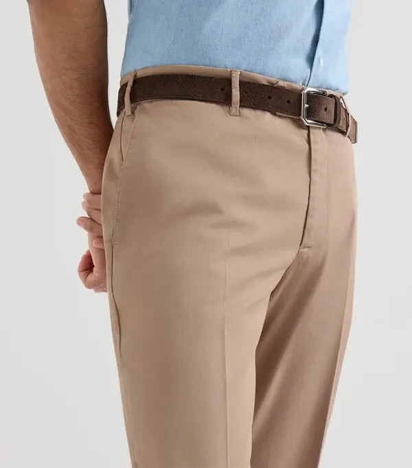 Brunello Cucinelli Pima Cotton Comfort Gabardine Trousers - Beige