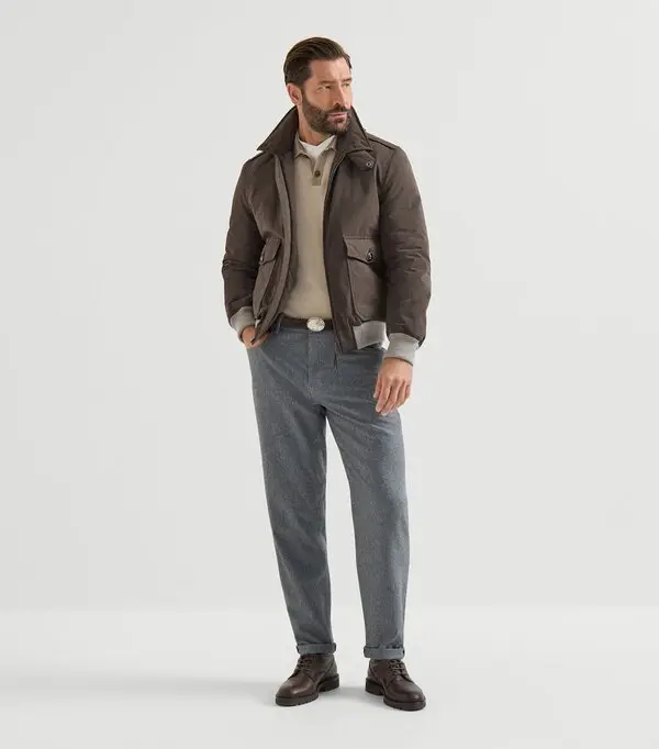 Brunello Cucinelli Virgin Wool Flannel Tailored Trousers