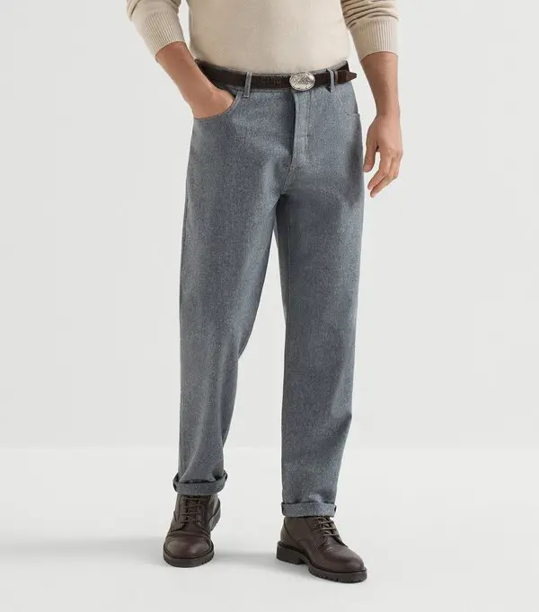 Brunello Cucinelli Virgin Wool Flannel Tailored Trousers