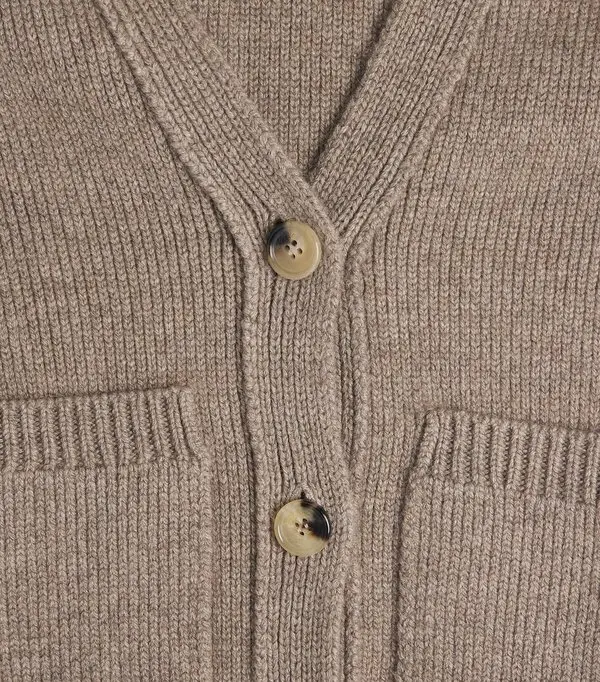 Khaite Cashmere Scarlet Cardigan With Patch Pockets - Beige